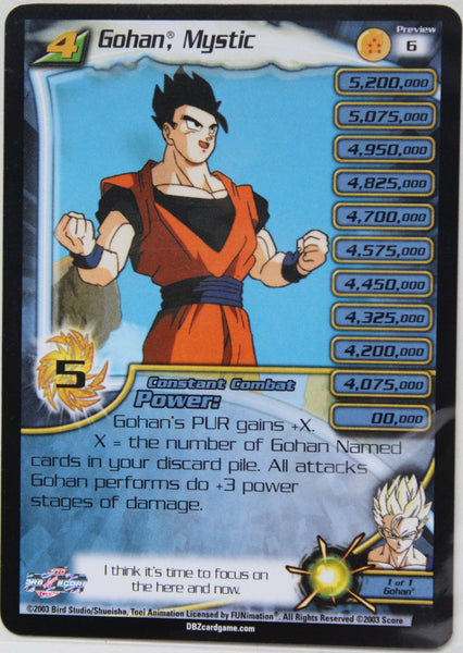 DBZ CCG | Preview 6 Gohan Mystic Lv4 Personality – DBZ Exchange