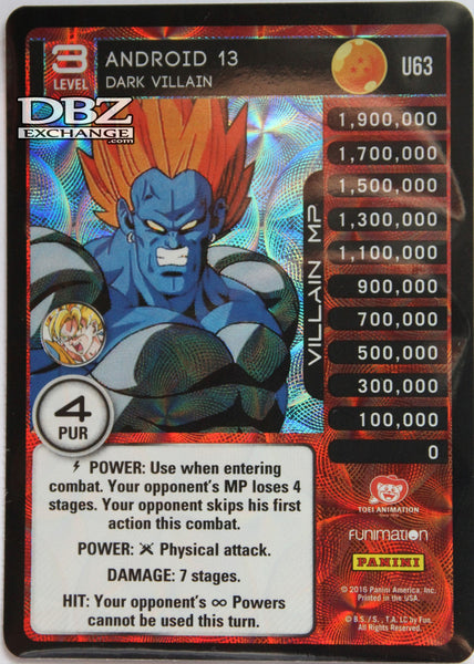 DBZ CCG | U63 Android 13 Dark Villain Lv3 Personality – DBZ Exchange